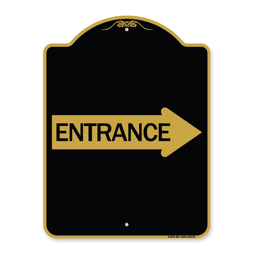 Signmission Designer Series Sign - Right Arrow Entrance | Black & Gold ...