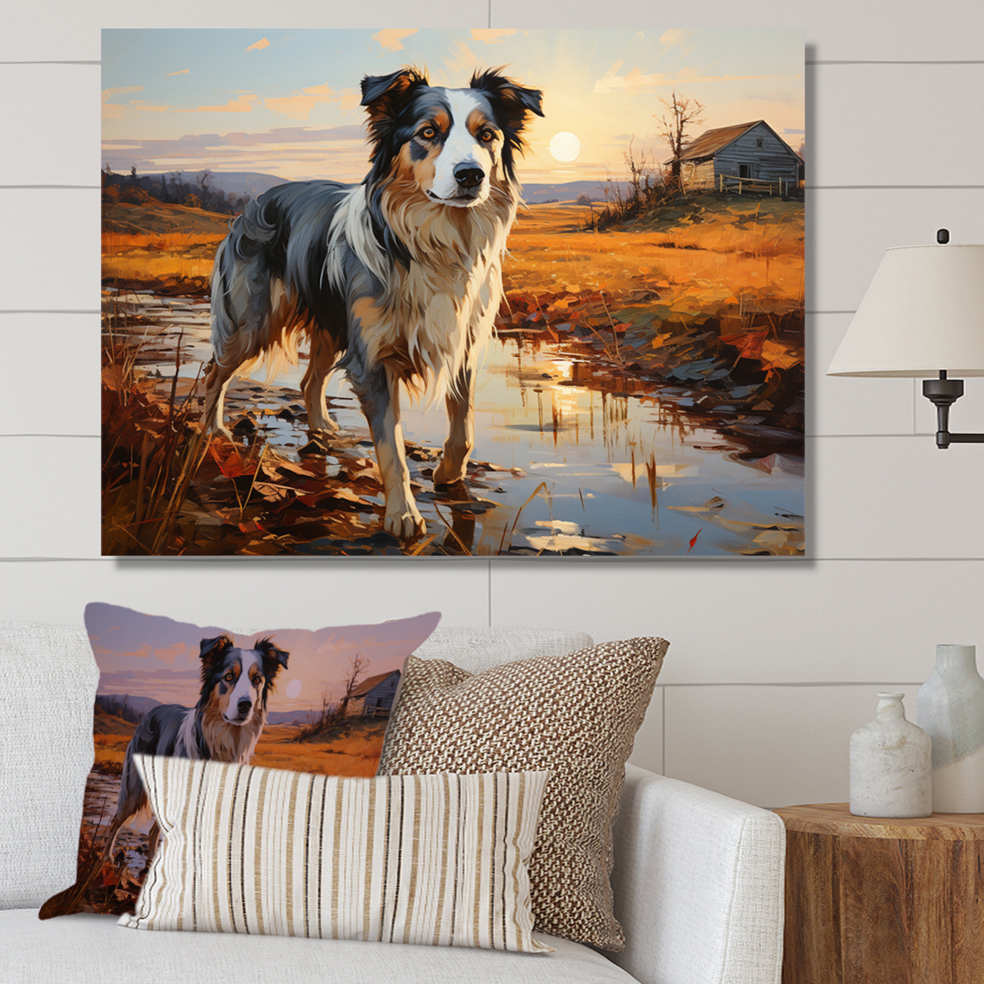 Winston Porter Border Collie Walking Under Golden Horizon I - Print ...