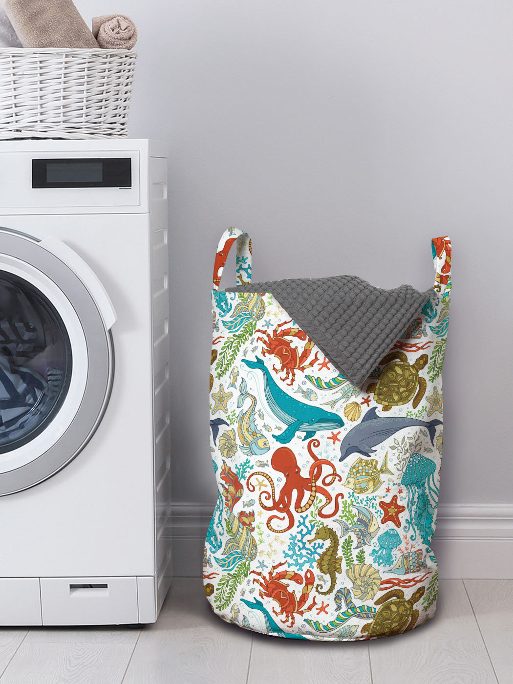 East Urban Home Underwater Laundry Bag, Jumble Sea Creatures, 13" x 19 ...