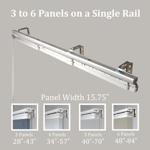 Rod Desyne Dunmore Cream 5-Panel Single Rail Panel Track Extendable 40 ...