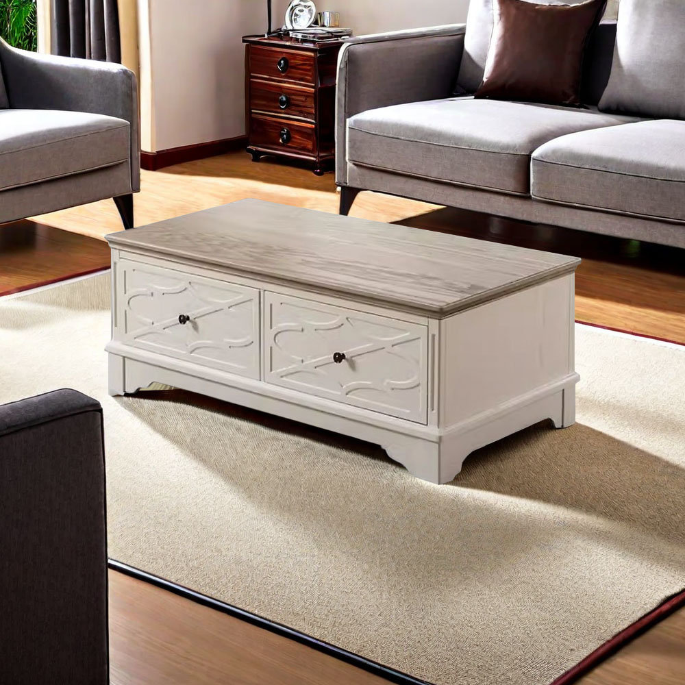 EXCEEB Light luxury solid wood carved coffee table | Wayfair