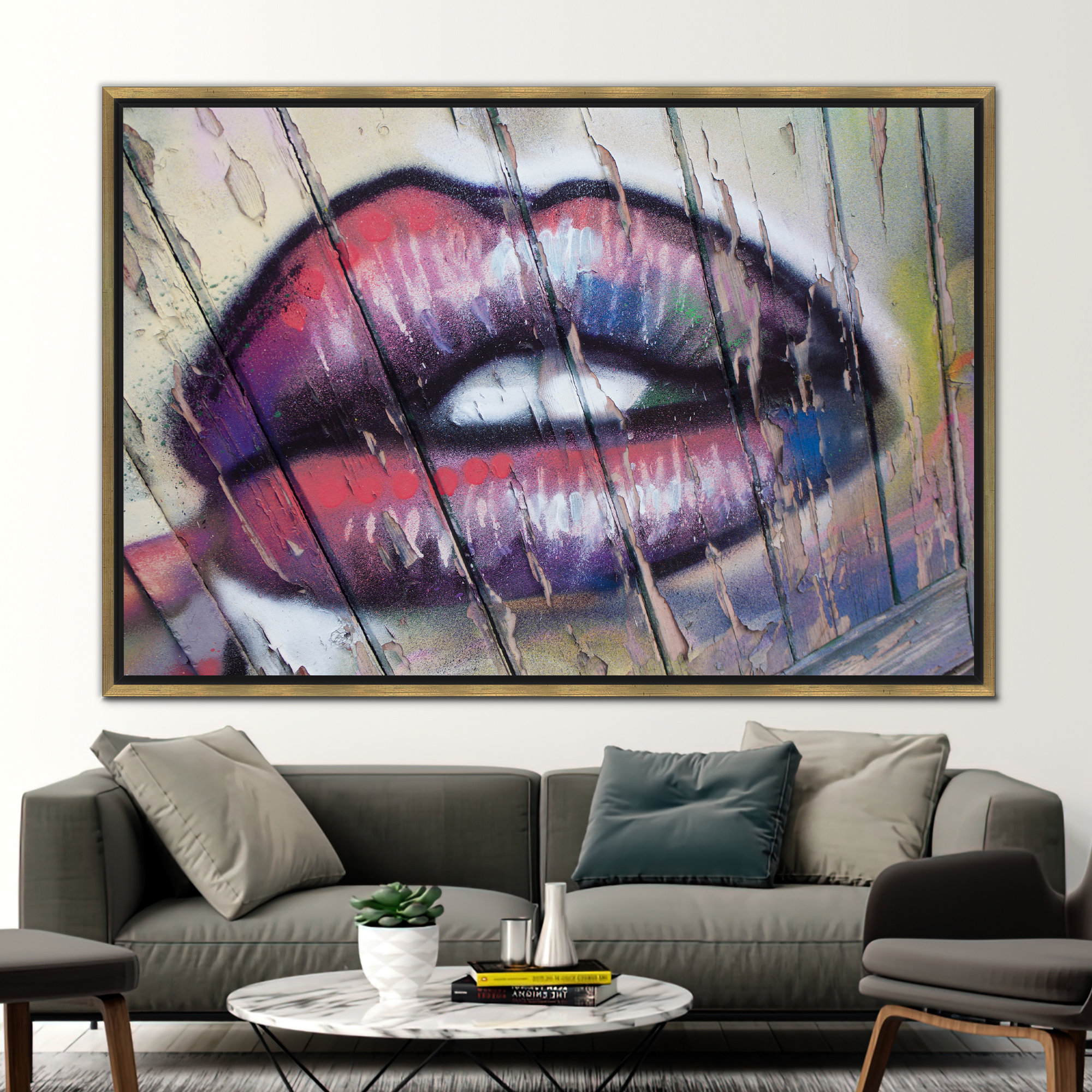 Mercer41 Lip Art Canvas, Abstract Art Canvas, Lip Street Wall Art, Lip ...
