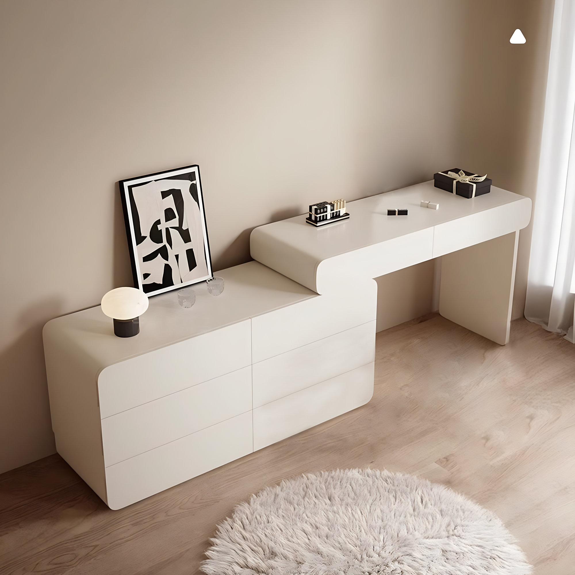Ivy Bronx Freely Retractable And Angular White Dresser With Six Drawers ...