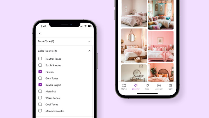 Image of Discover feature in the Wayfair app.
