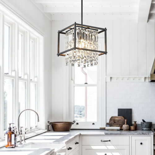 Mercer41 Maybrie 4 - Light Rectangle Pendant with Crystal Accents ...