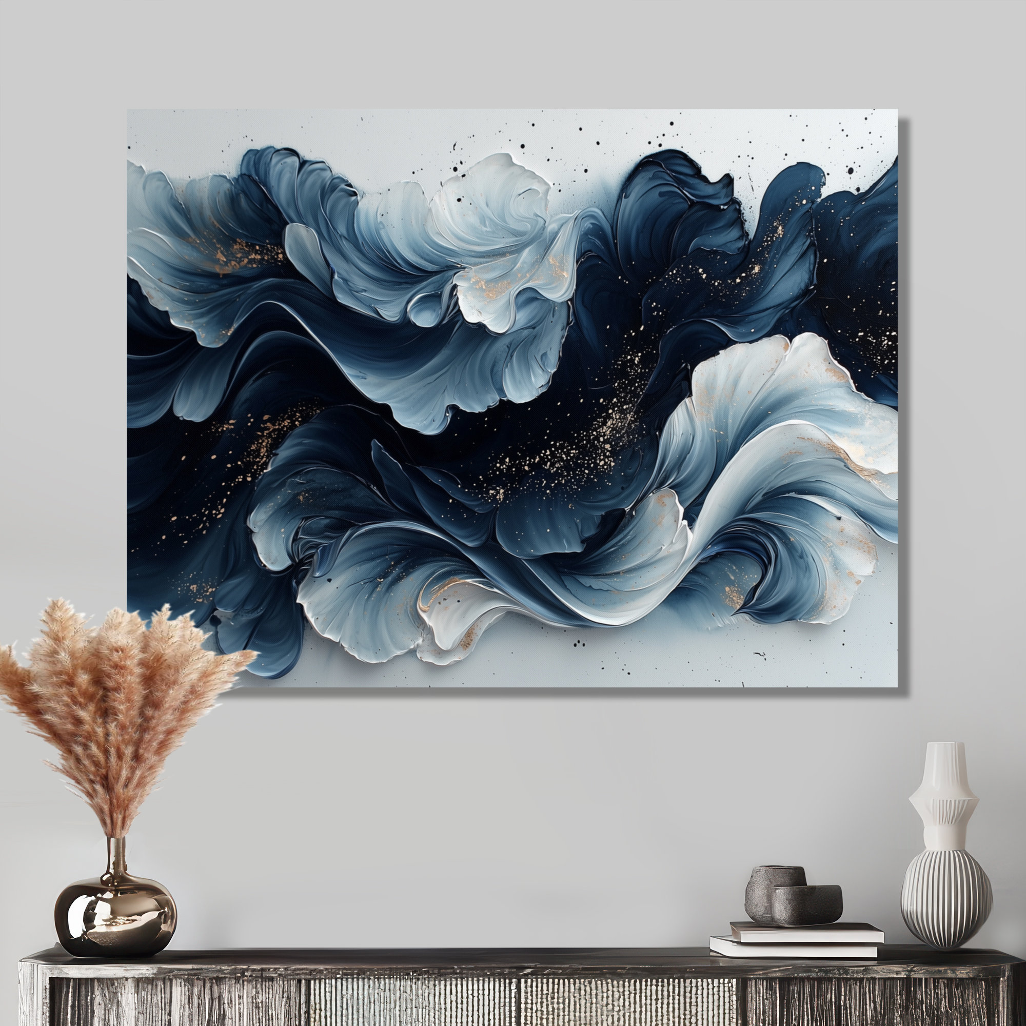 Wrought Studio™ Ink Monochrome Echo Of River II - Op Art Wall Art | Wayfair