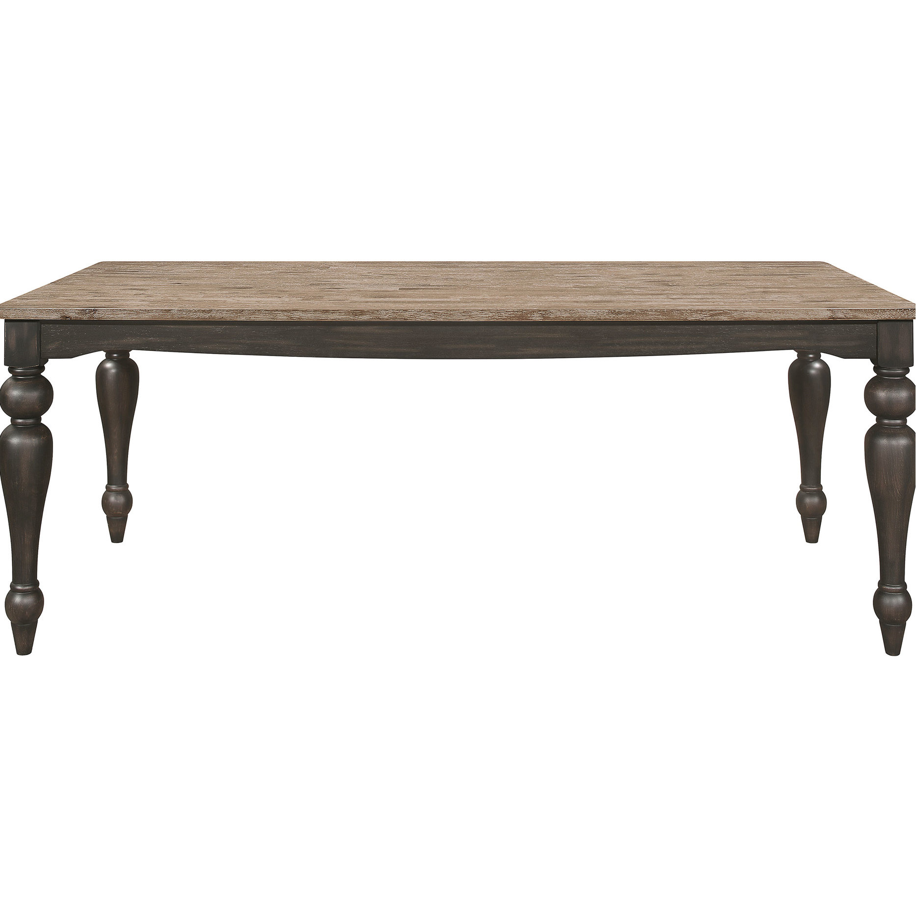 Alcott Hill® Brown Brushed Rectangular Dining Table With Turned Legs ...