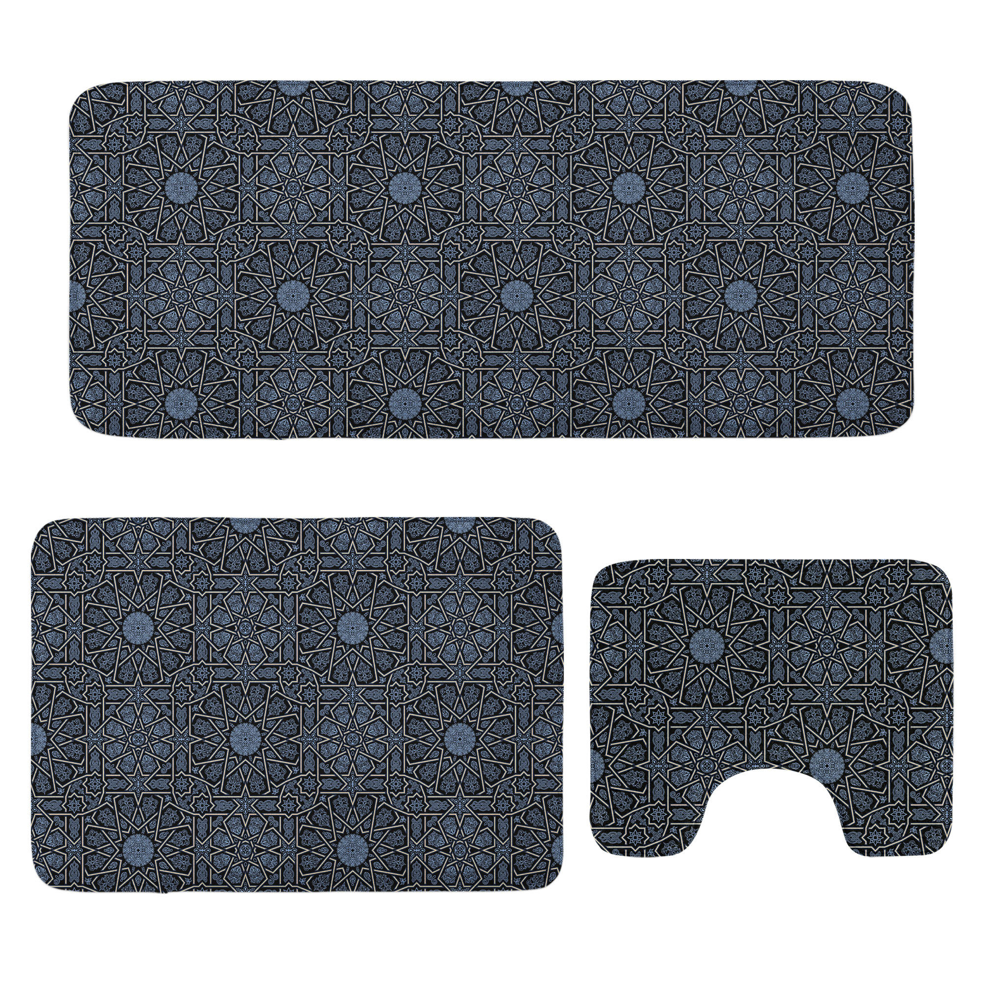 East Urban Home Moroccan Bathroom Rug Set 3 Pieces U-Shape & Rectangle ...