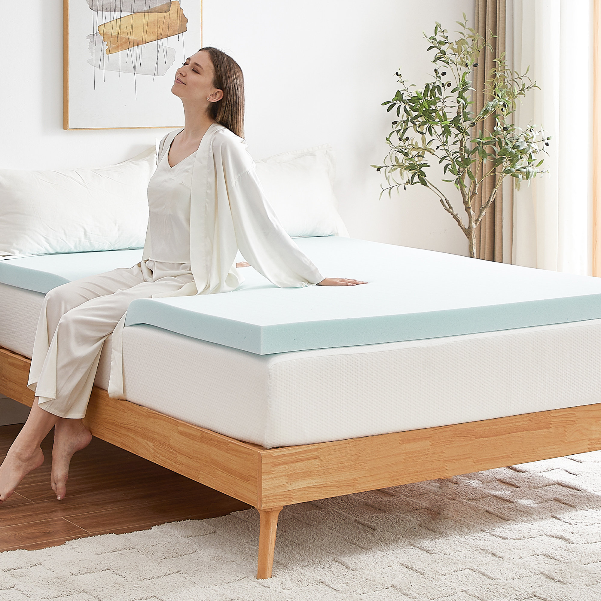 Alwyn Home 2-Inch/3-Inch Cooling Mattress Topper Gel Memory Foam Bed ...