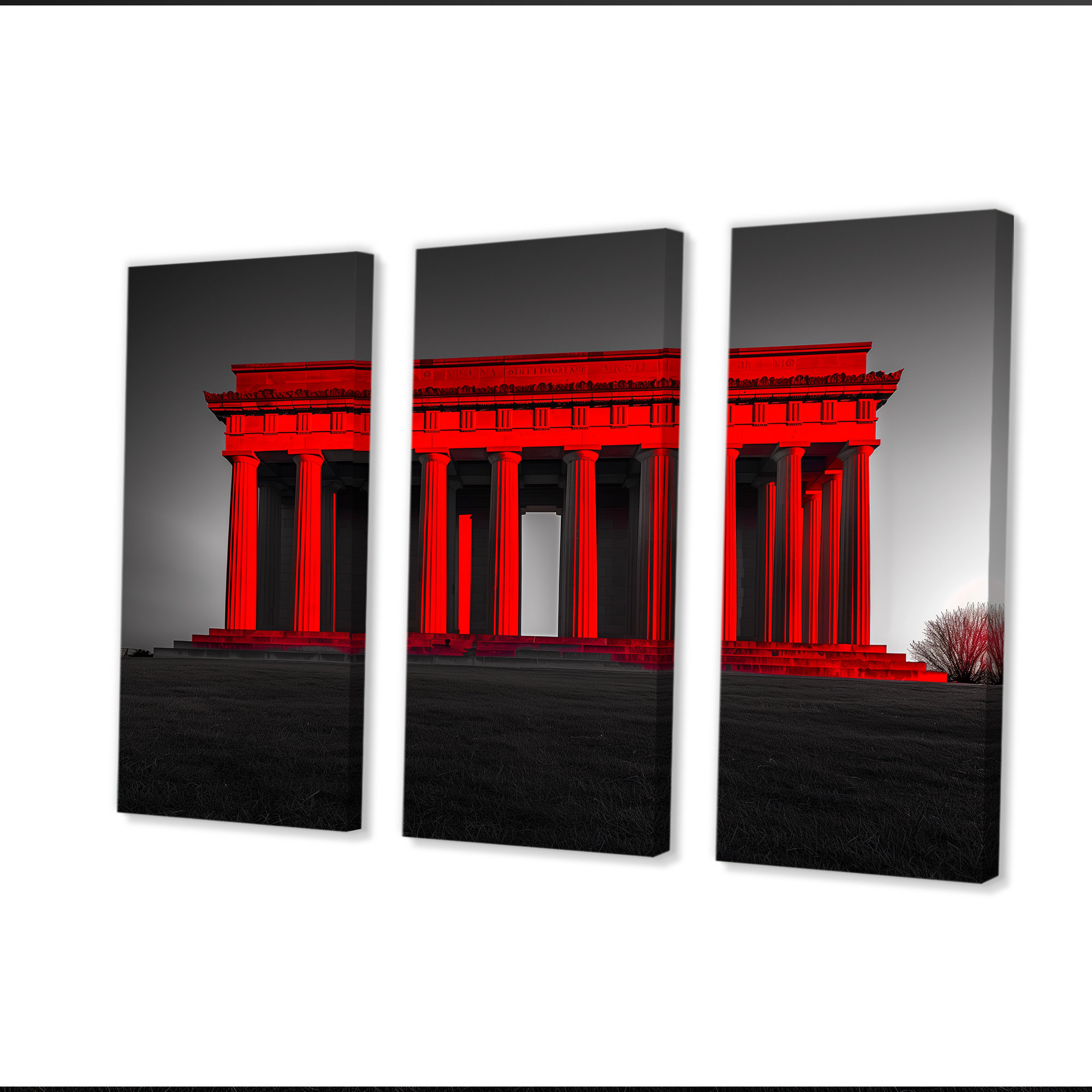 Latitude Run® Red Grey Lincoln Memorial Monument - Monuments Wall Art ...