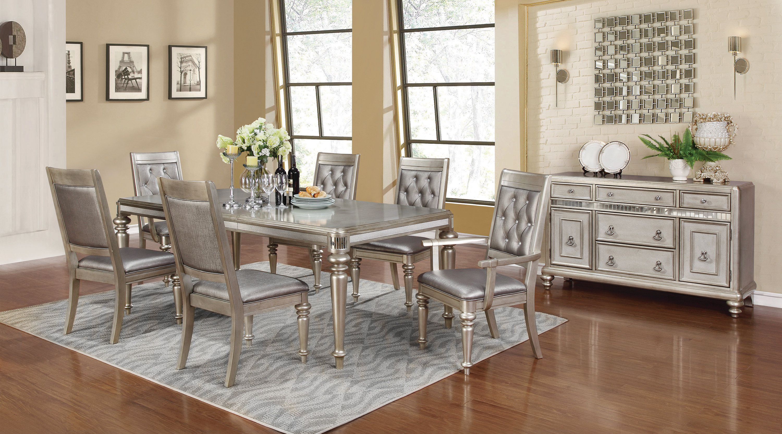 House of Hampton® Winchell 7-Piece Extendable Solid Wood Dining Set ...