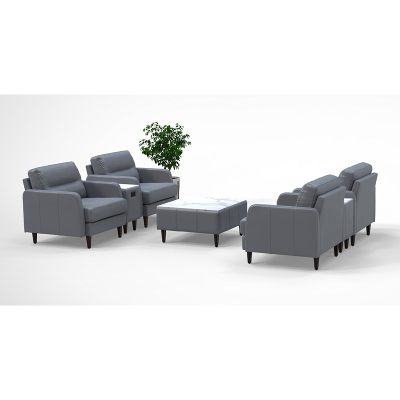 Reunion 4 Person Waiting Room Reception Chairs with Charging Tables Set ...