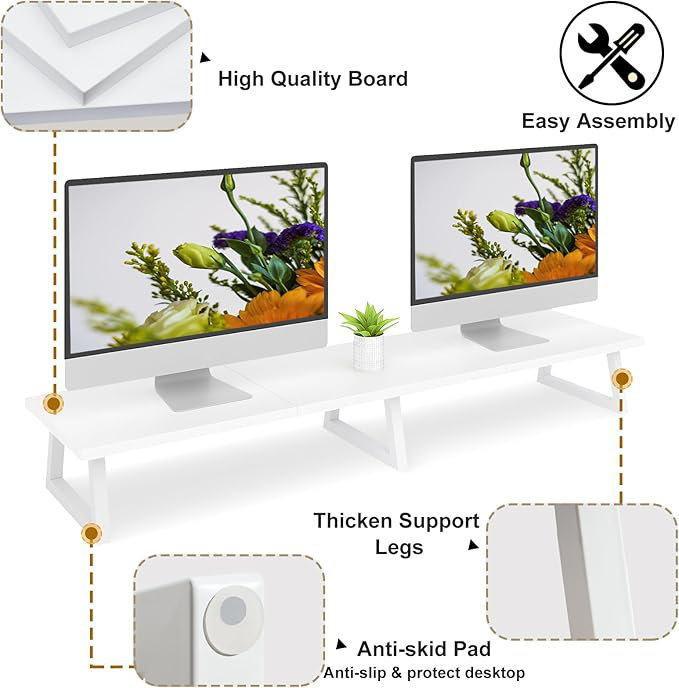 Hokku Designs Dual Monitor Stand with Metal Legs 41.7 inch | Wayfair
