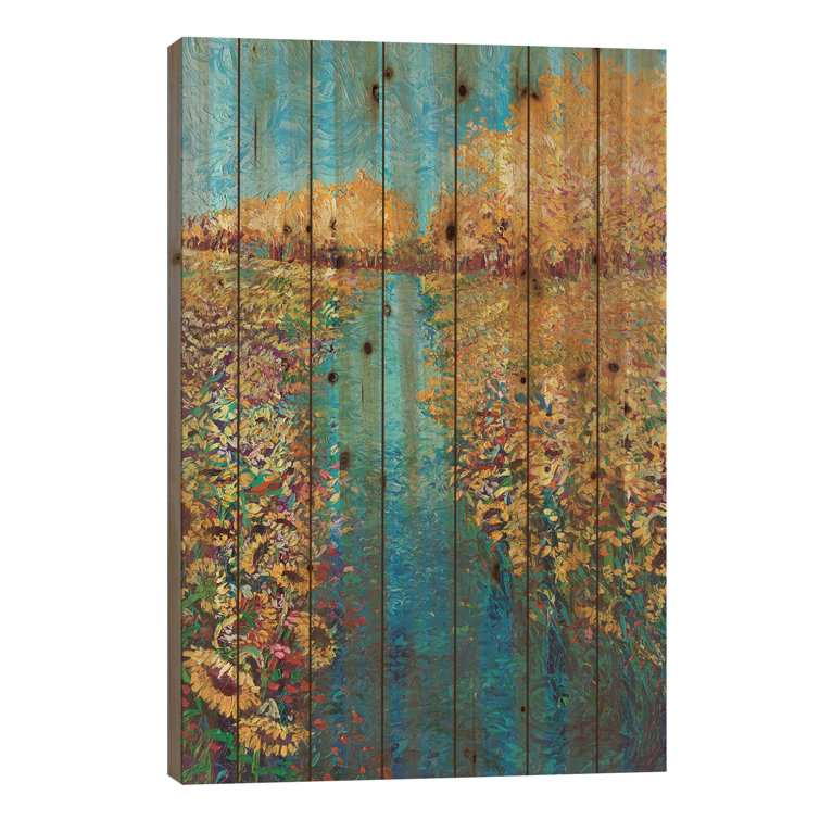 August Grove® Sunflower Triptych Panel II On Wood by Iris Scott Print ...