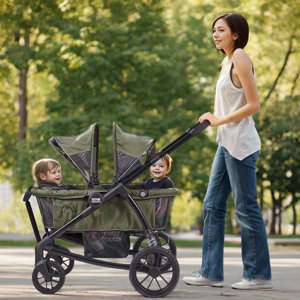 VEVOR Foldable 4 Wheel Multi-Child Stroller with Storage | Wayfair