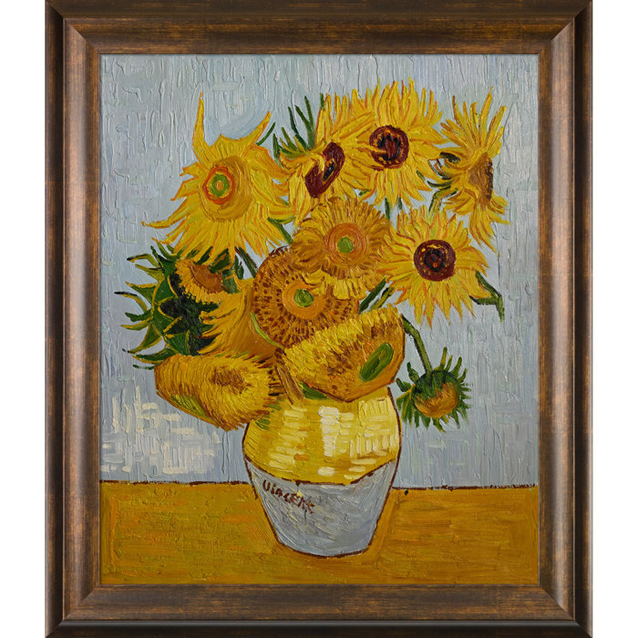 Overstock Art Sunflowers Framed On Canvas by Vincent Van Gogh Painting ...