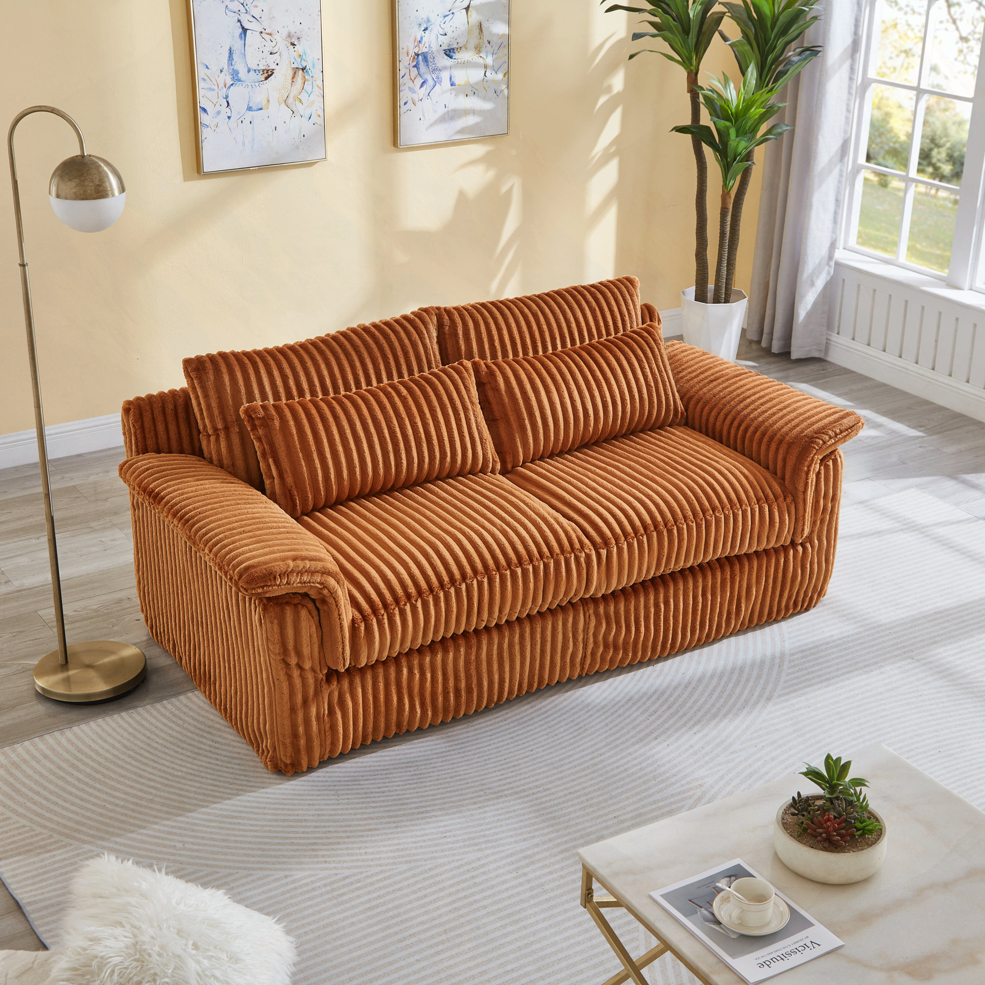Latitude Run® 118 Inch L-Shaped Sofa Couch with Pull-Out Bed, Oversize ...