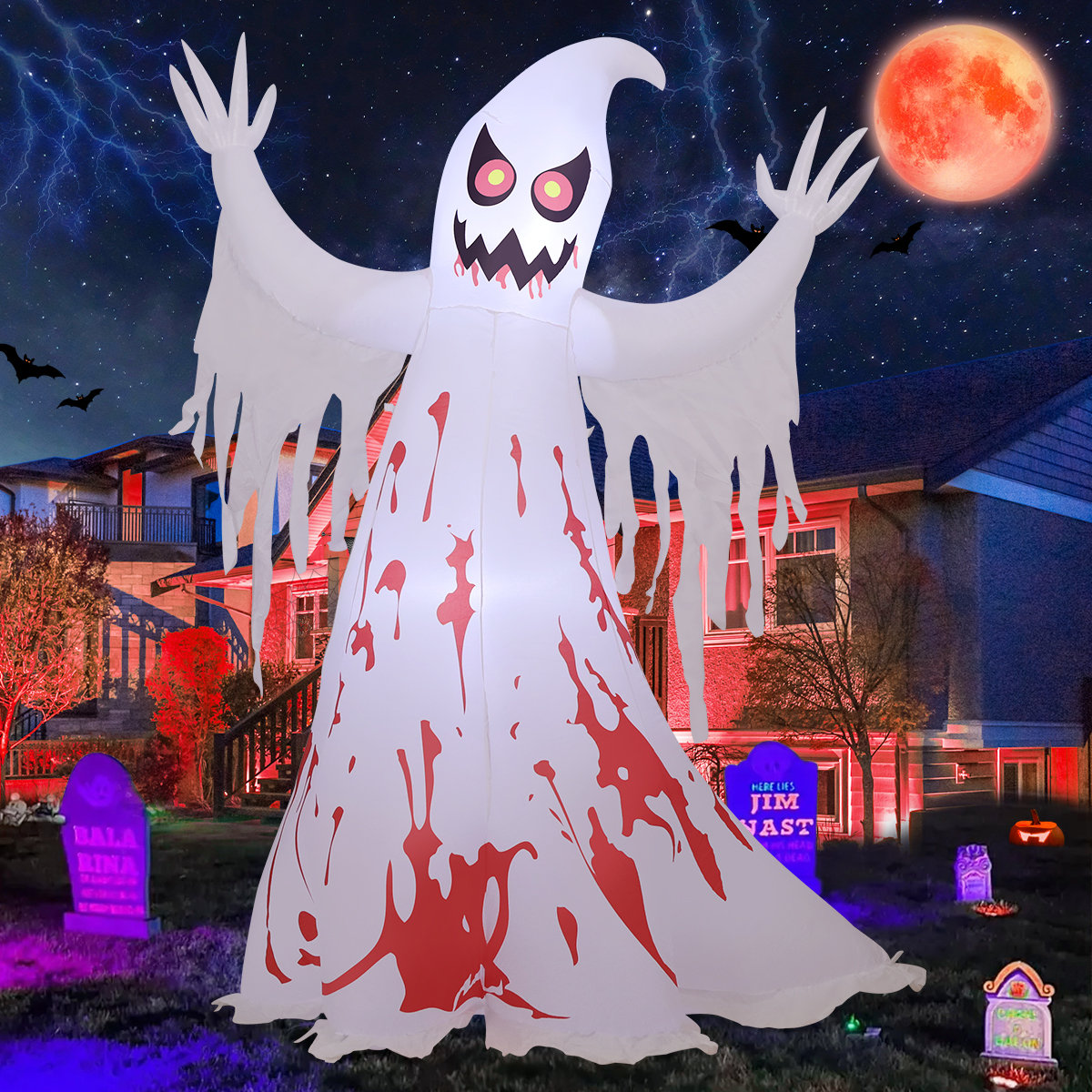 Ophelia & Co. Halloween Inflatables 8.2 Ft Giant Inflatable Ghost With ...