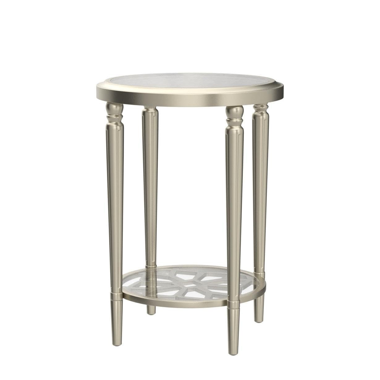 Corrigan Studio Modern Round End Table, 2-Tier Champagne Side Table ...