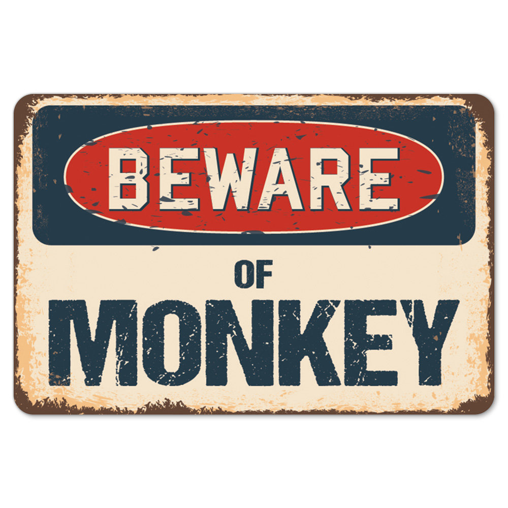 SignMission Decal-Monkey_Beware Of Monkey Rustic Sign Signmission ...