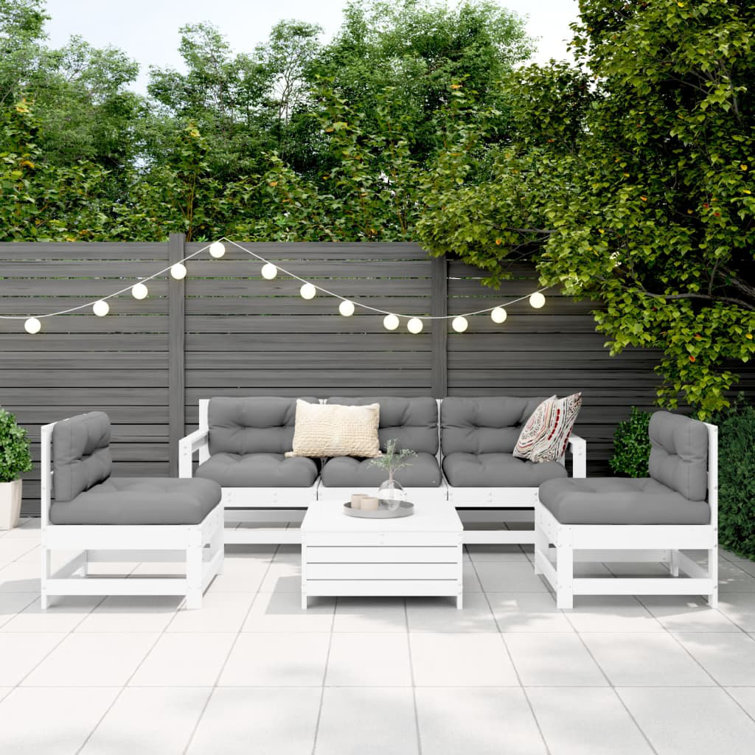 Lily Manor 6 Piece Garden Sofa Set Solid Wood Pine | Wayfair.co.uk