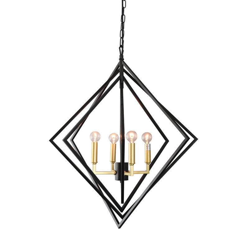 Millwood Pines 4-light Farmhouse Chandelier, Black Gold Modern Pendant ...