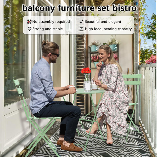 17 Stories 3 - Piece 2 - Person 81Cm L Outdoor Bistro Set | Wayfair.co.uk