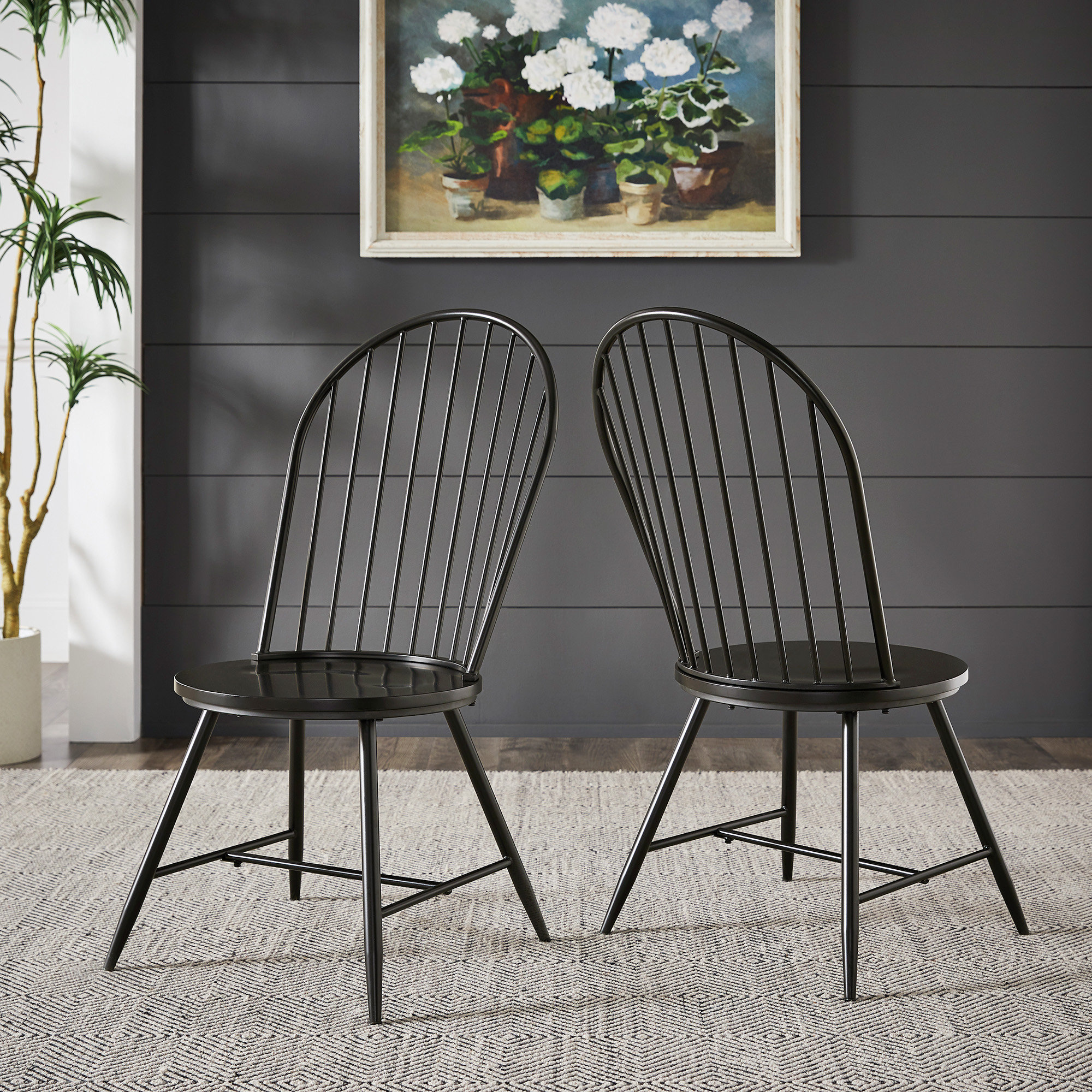 Laurel Foundry Modern Farmhouse® Kennamer Hoop High Back Windsor Metal ...