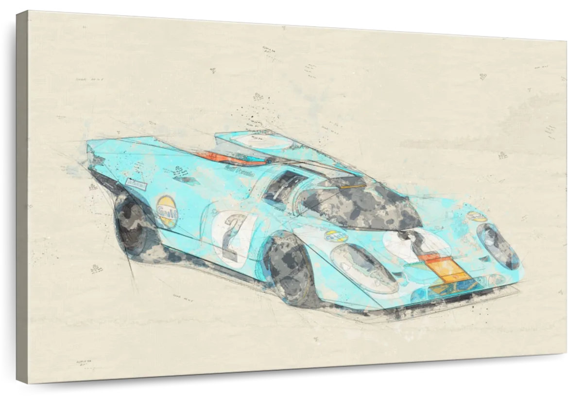 Ebern Designs Mehar 1971 Porsche 917K Race Car Rear View Drawing ...