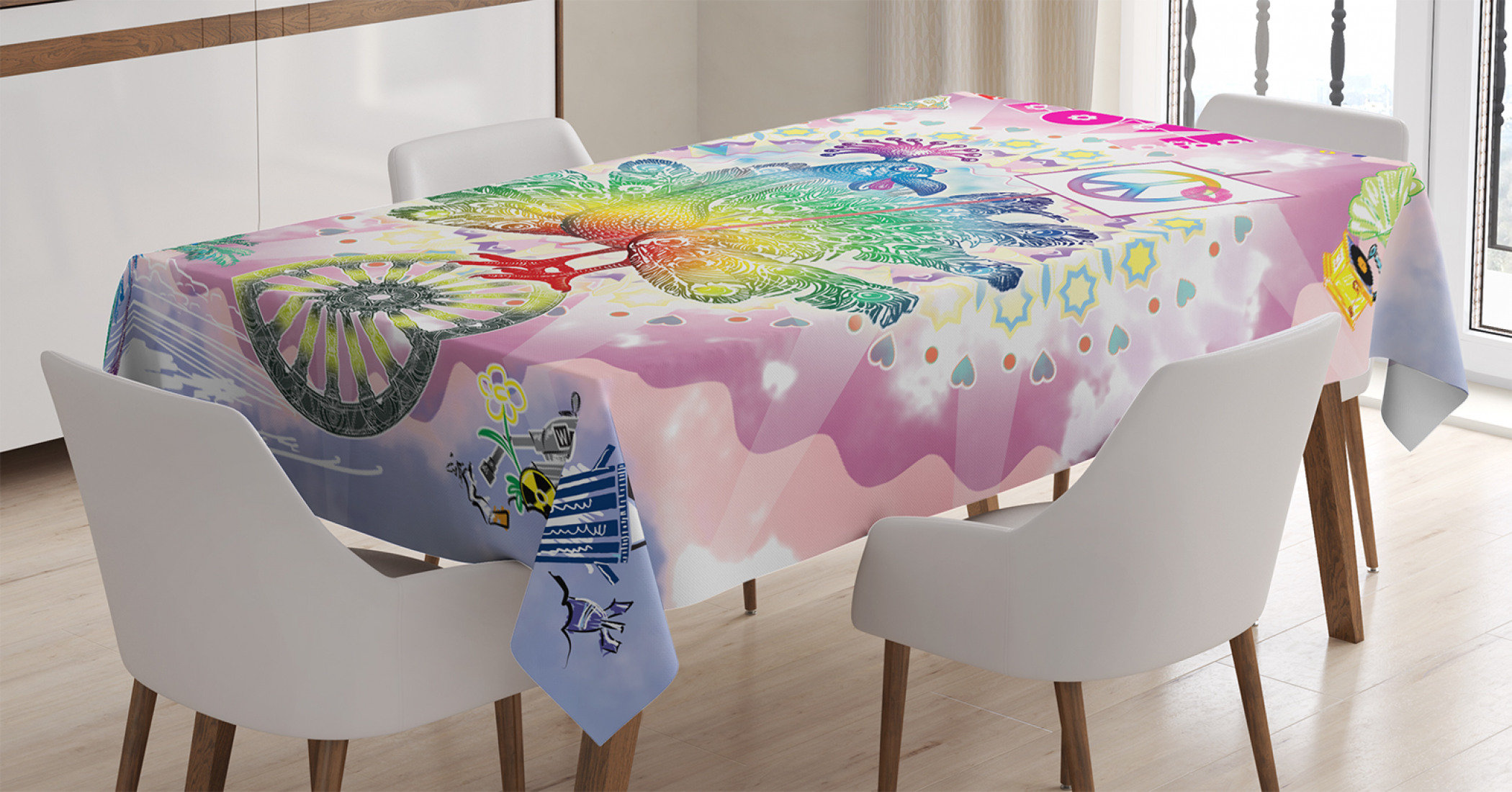 East Urban Home Tropical Hippie Turkey Love Lettering Tablecloth | Wayfair