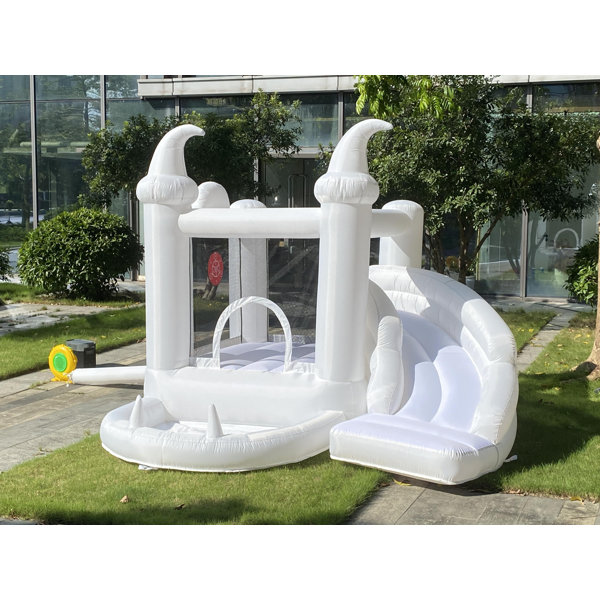 Connsann White Bounce House With Slide & Ball Pit Wizard Bouncy Castle ...