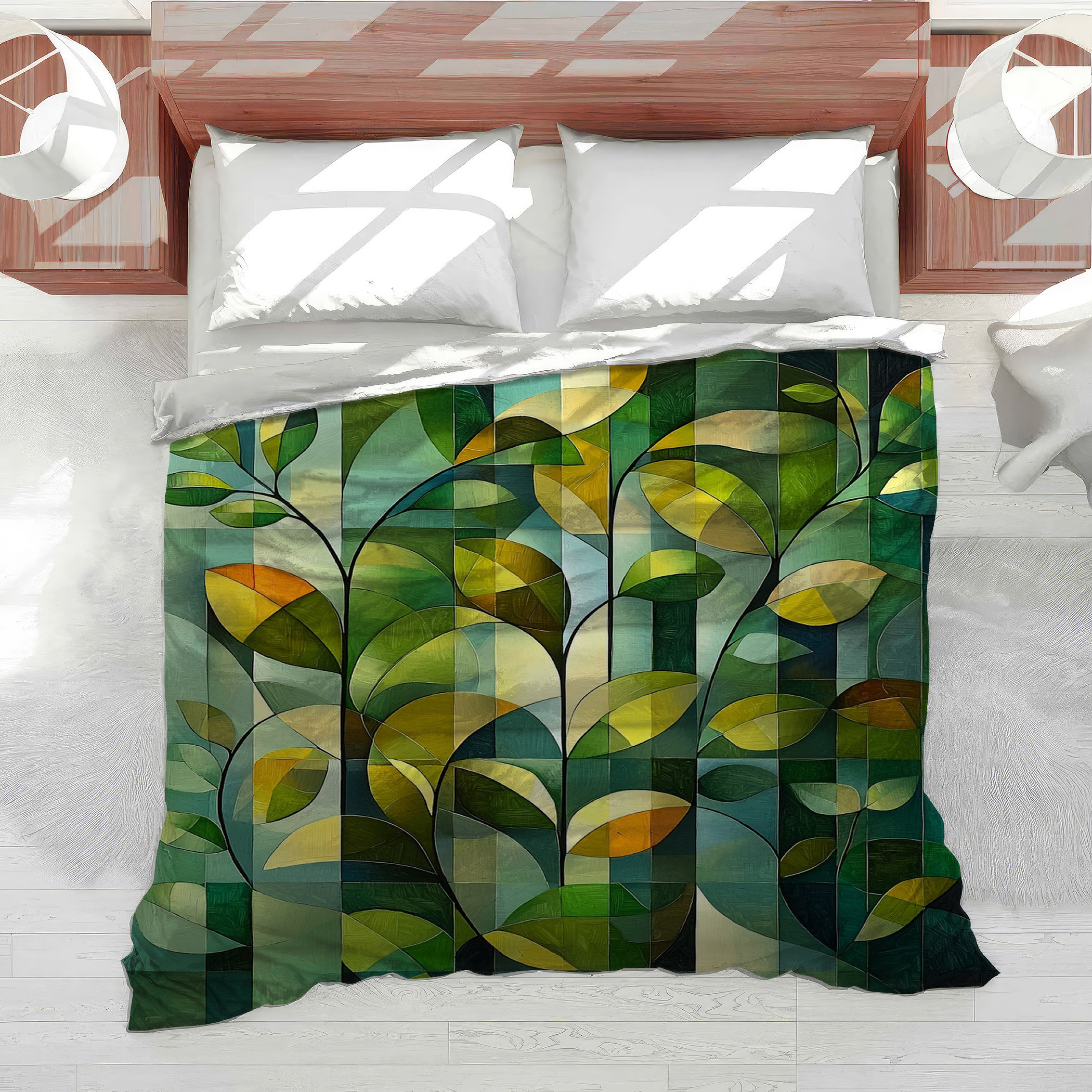 VisionDecor Leaves Bedding Nature Comforter Mid Century Modern | Wayfair