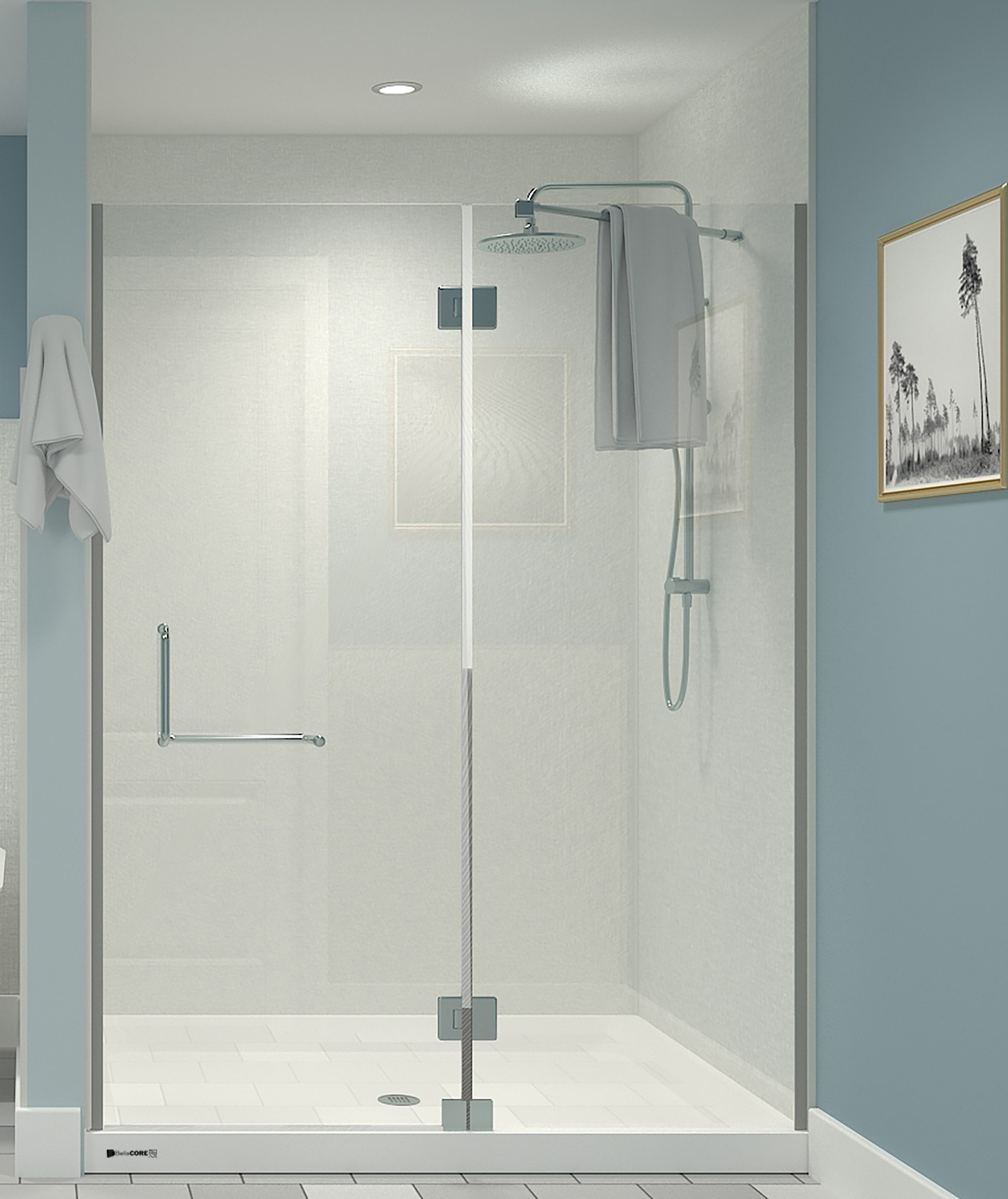 Bella CORE Coastal Linen Tub And Shower Surround With White Trim ...