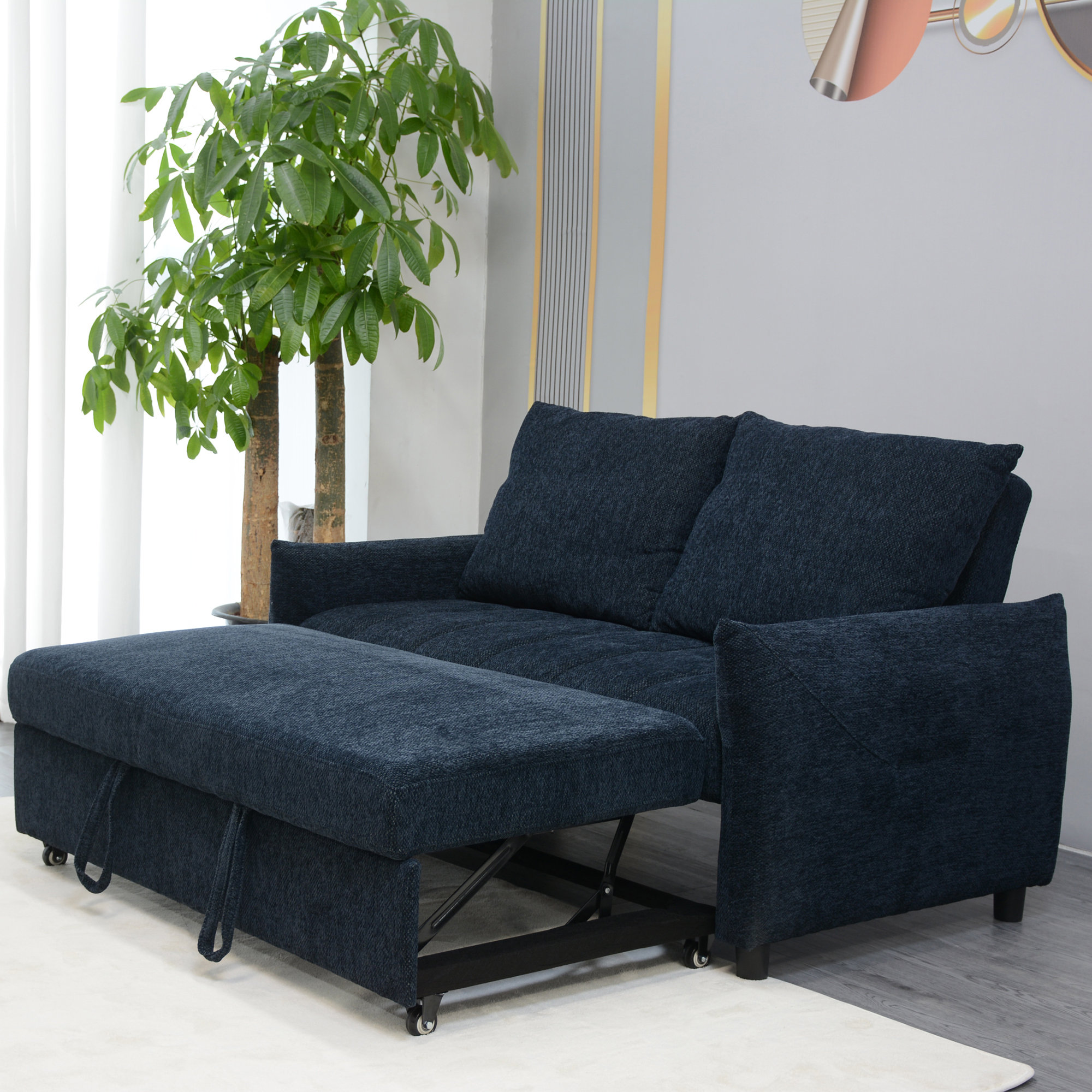 Latitude Run® Multi-functional 3-in-1 Loveseat Sofa Bed with Pull-Out ...