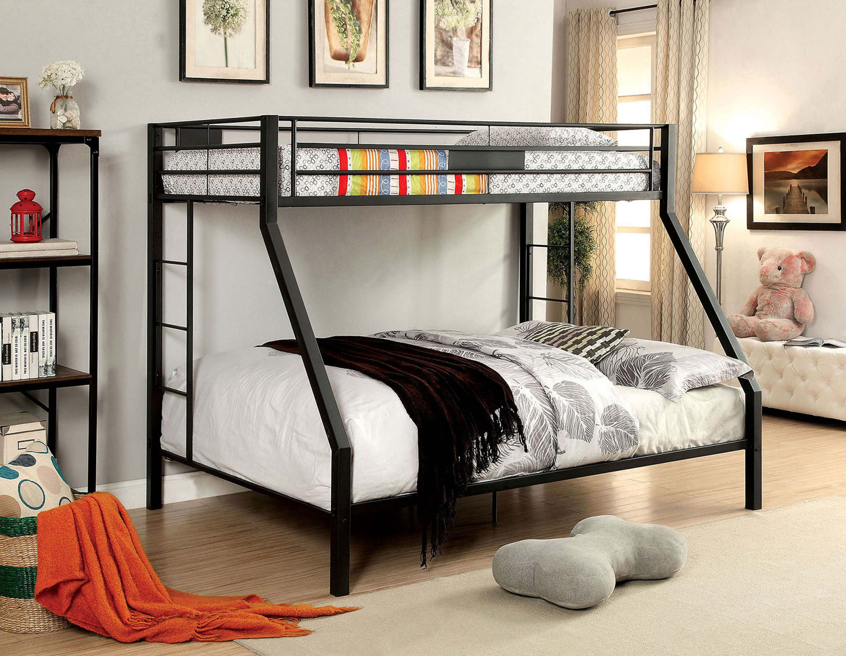 Isabelle & Max™ Contemporary Style Metal Structure Bunk Bed Attached ...