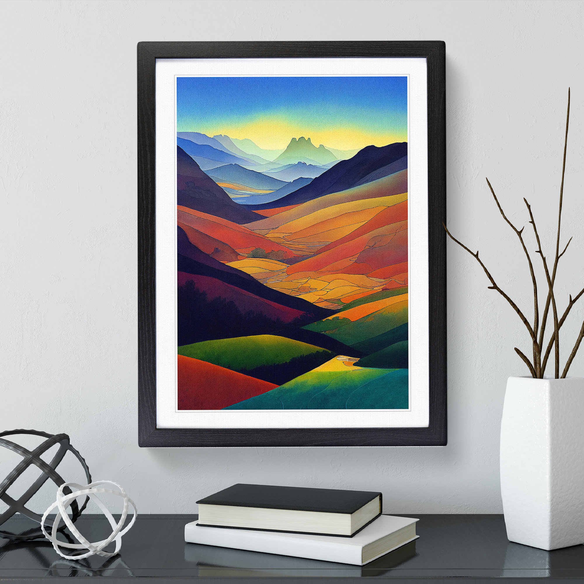 Alpen Home Meadow Landscape Watercolour No.4 - Picture Frame Painting ...