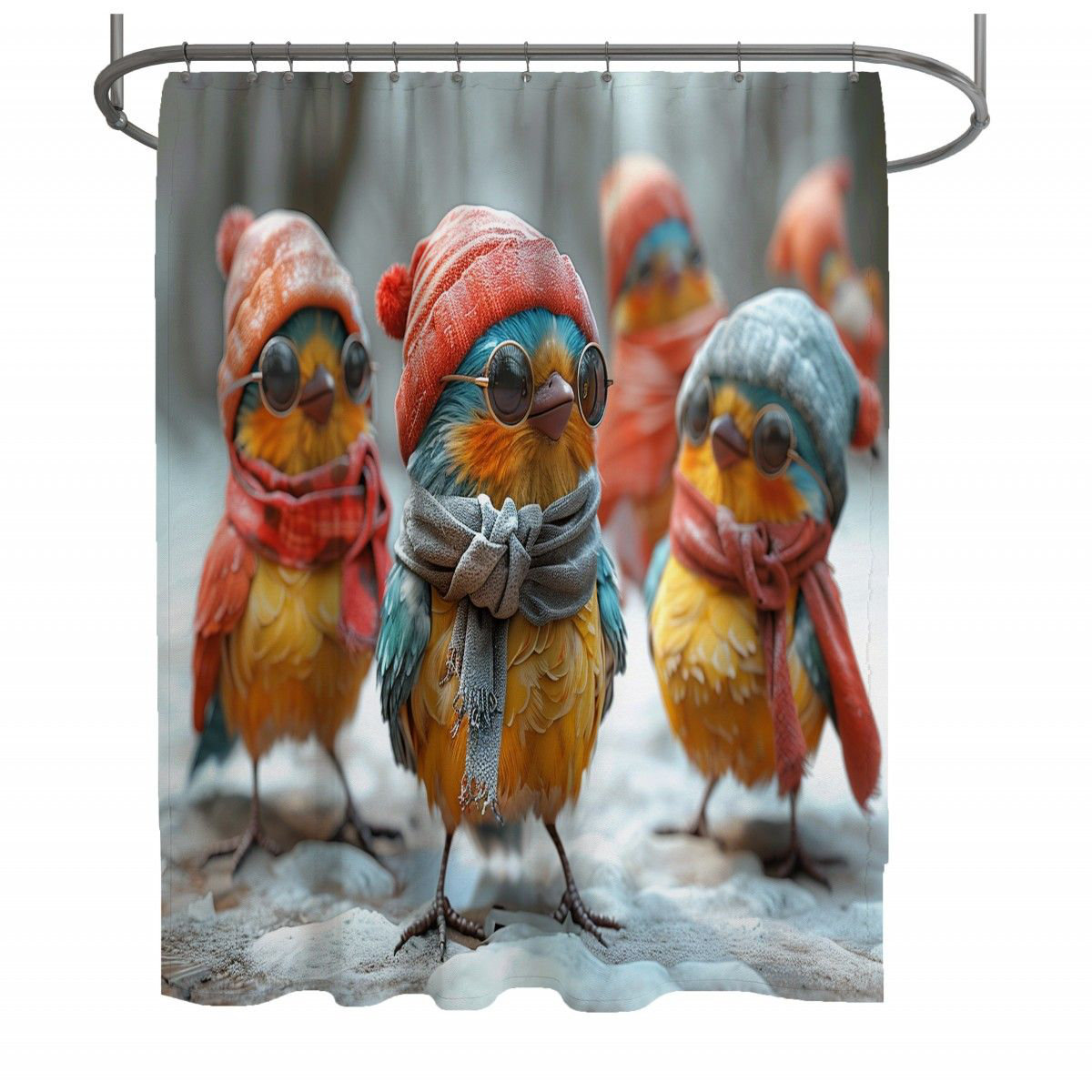 East Urban Home Chickadees Attire Shower Curtain - Artwork Bathroom ...