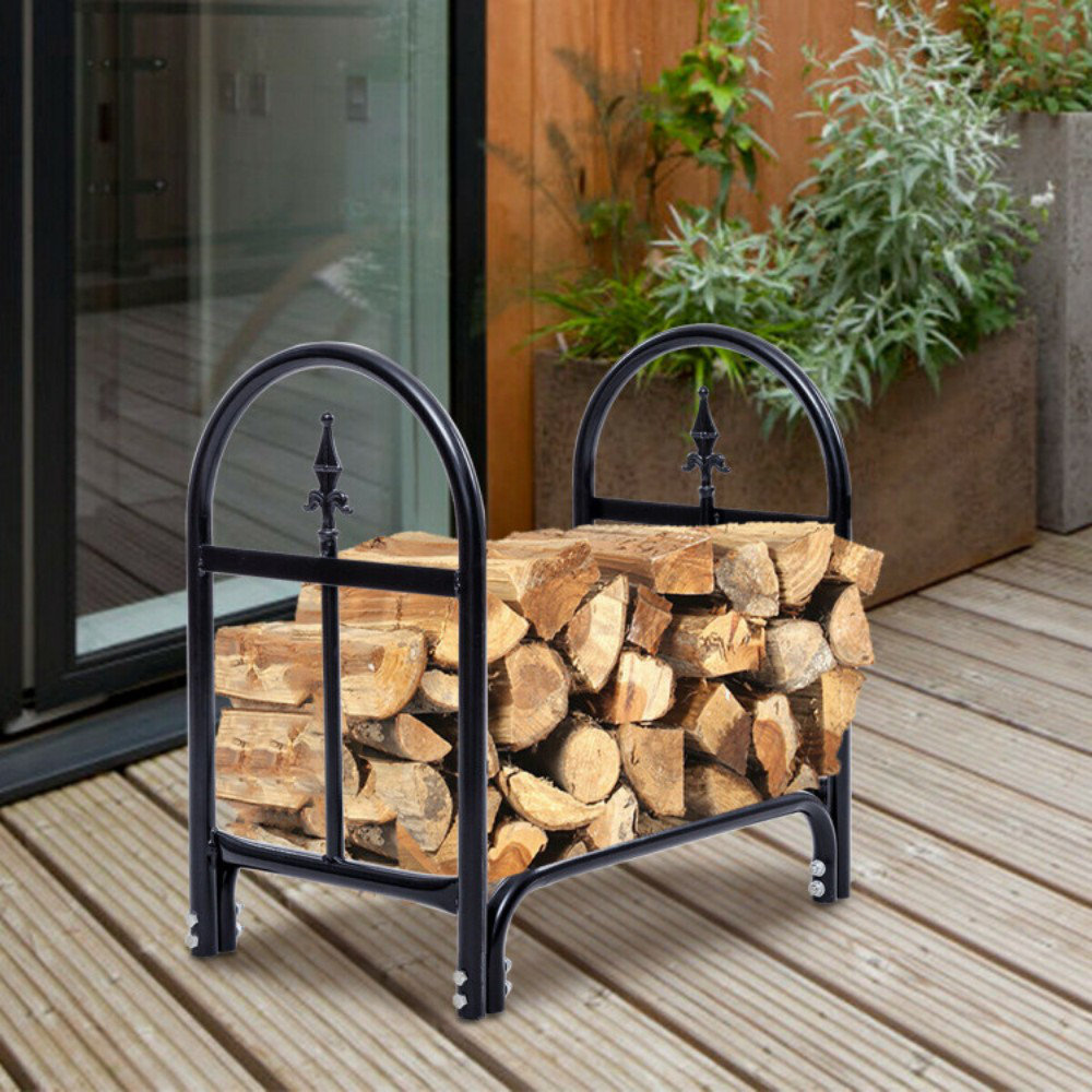 Latitude Run® 2 Feet Outdoor Heavy Duty Steel Firewood Storage Holder ...