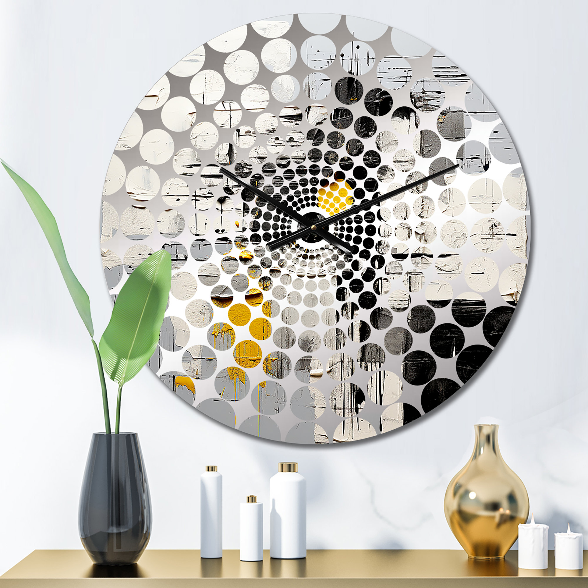 East Urban Home Kobuk - Abstract Painting Wall Clock | Wayfair