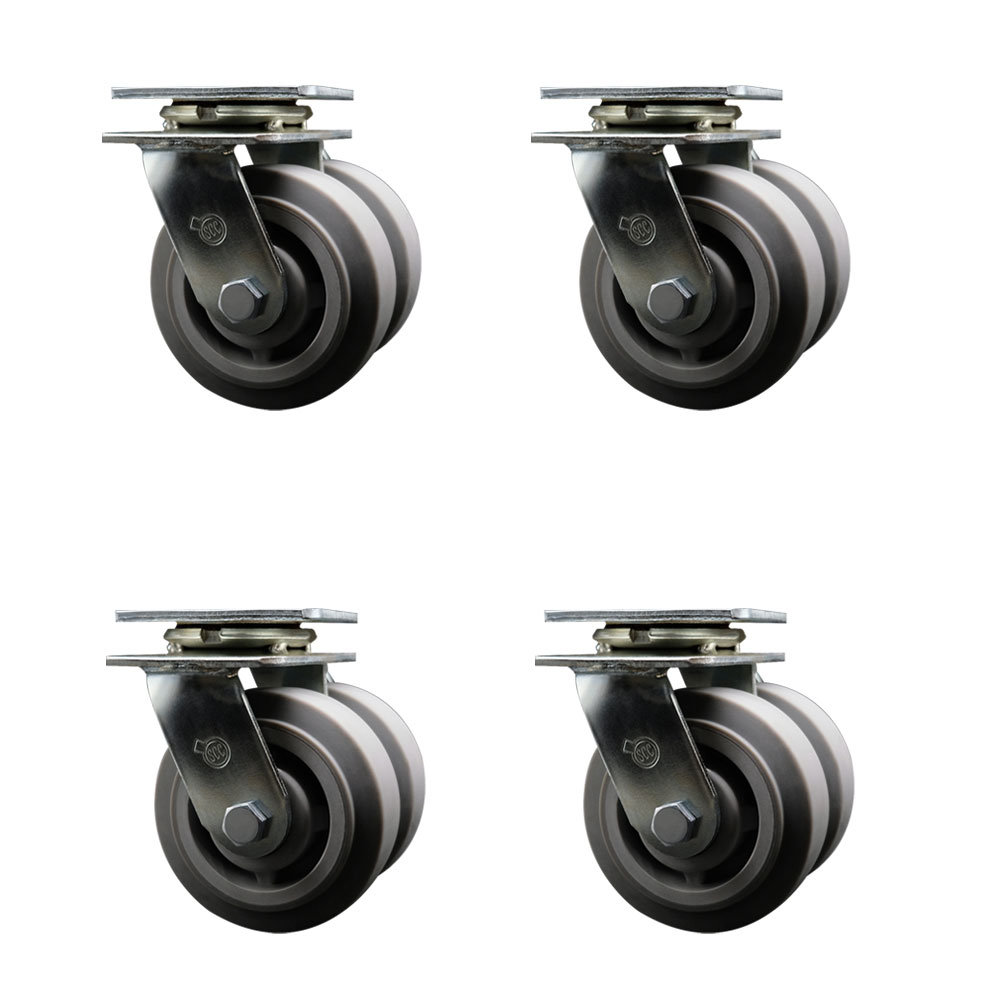 Service Caster 5 Inch Dual Thermoplastic Rubber Wheels Swivel Caster ...