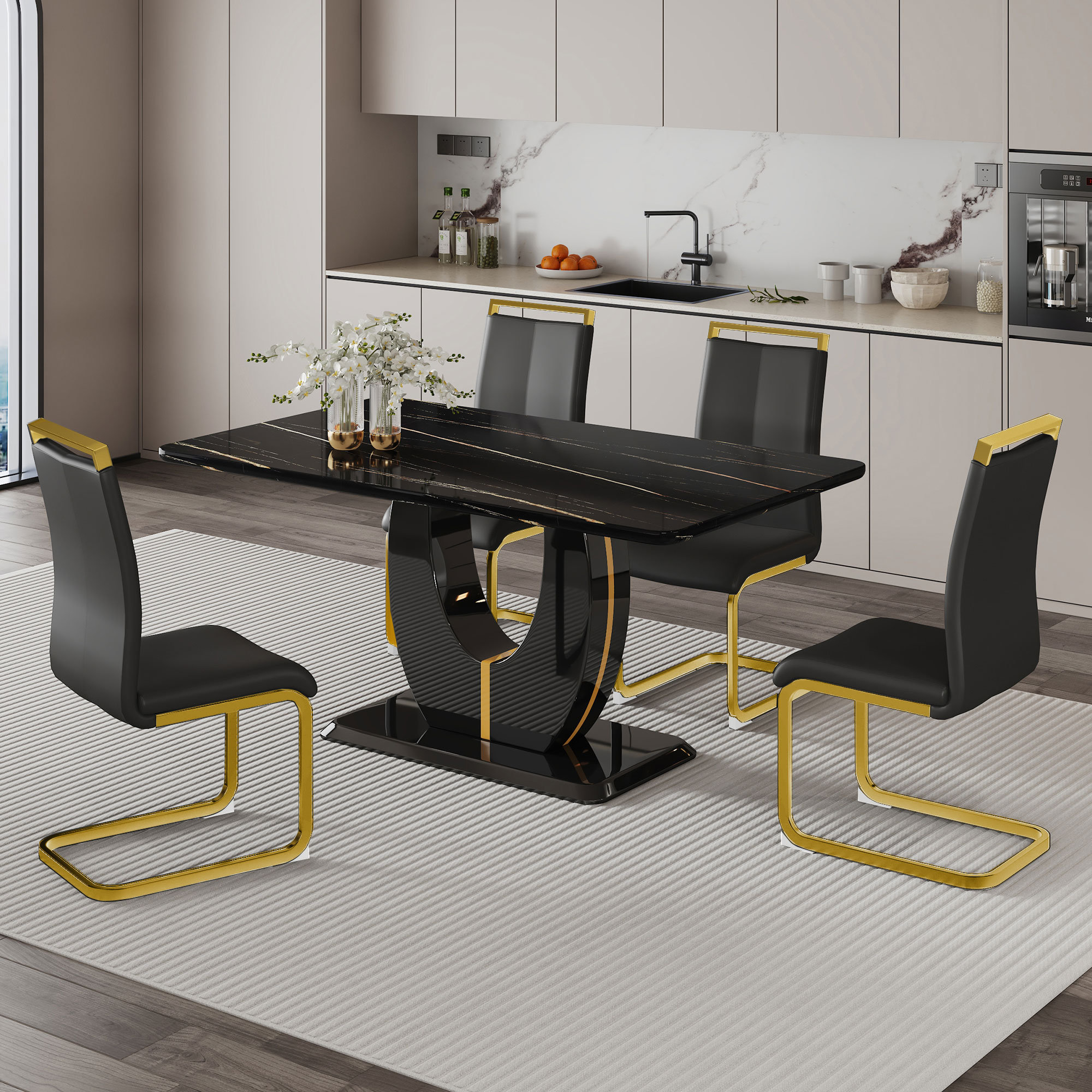 Ivy Bronx Jenet Rectangular 37'' L x 63'' W Restaurant Dining Set | Wayfair