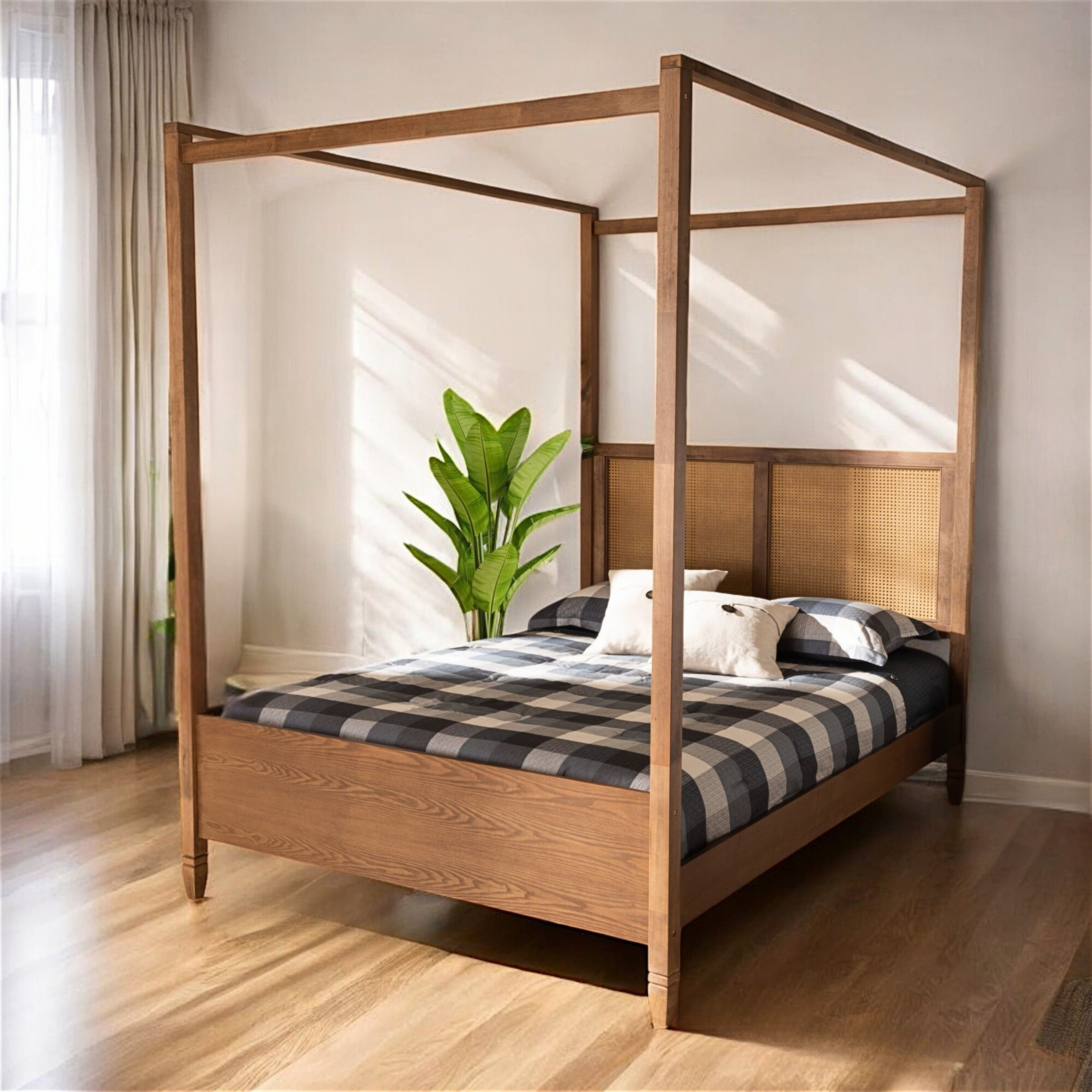 Bayou Breeze Estate Walnut Brown Finished Wood and Synthetic Rattan ...