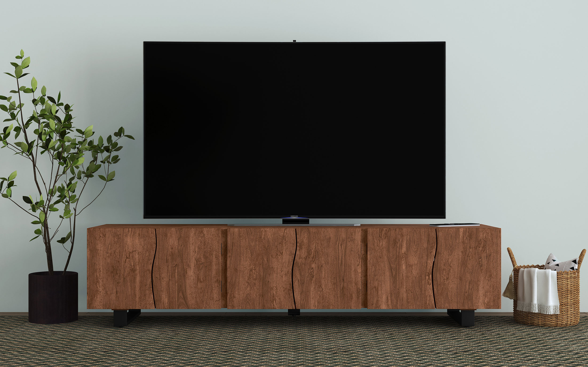 17 Stories Trask 86-Inch Wood TV Stand Media Console Mango Brown - Wayfair Canada