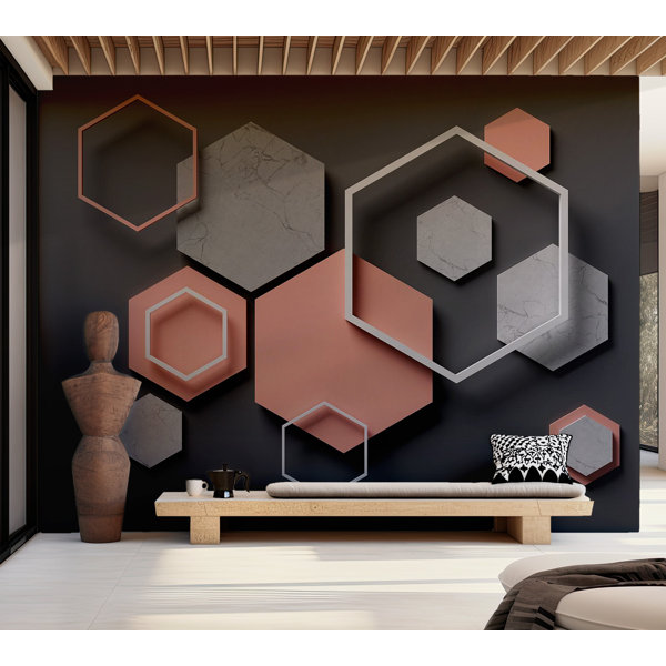 Corrigan Studio® Kalasky Hexagon Plan Wall Mural | Wayfair