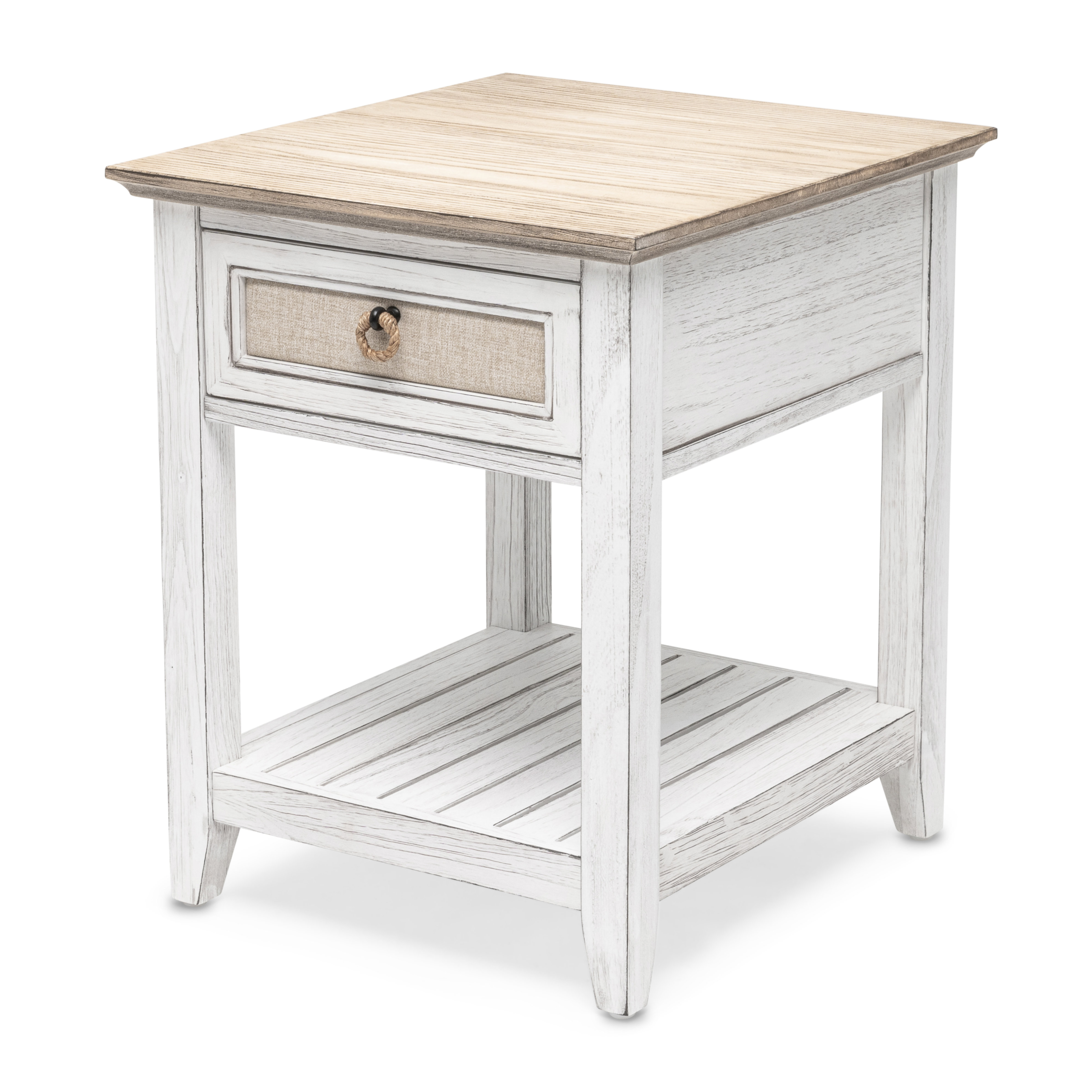 Rosecliff Heights Juliet White Washed Solid Wood Coastal Island End ...