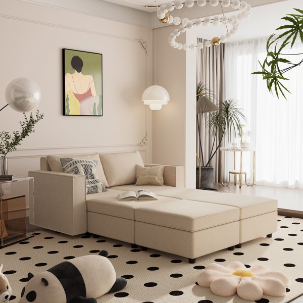 Ebern Designs Weimer 6 Piece Upholstered Modular Sectional Sofa With ...