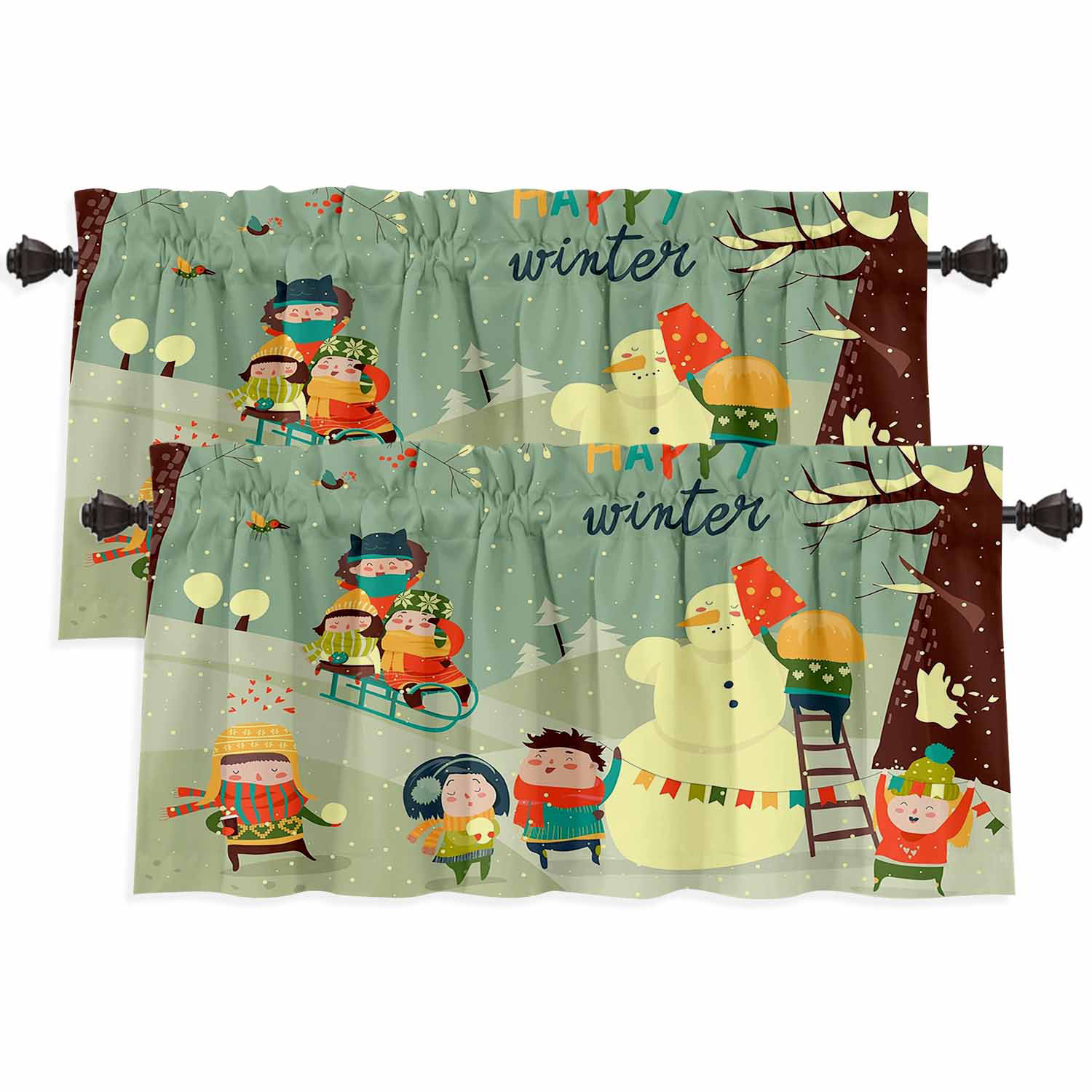Ophelia & Co. White 52"W Cute Kids Winter Games Christmas Game Window ...