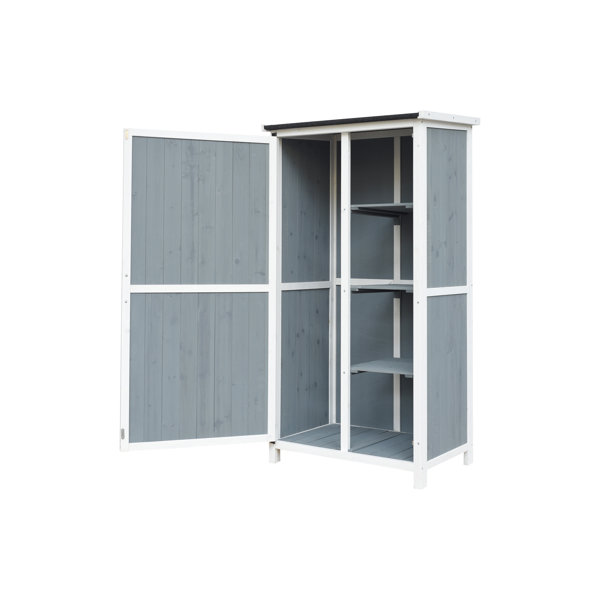 ROKAWO 54" Two-Tone Storage Shed - Gray & White Design with Sloped Roof ...