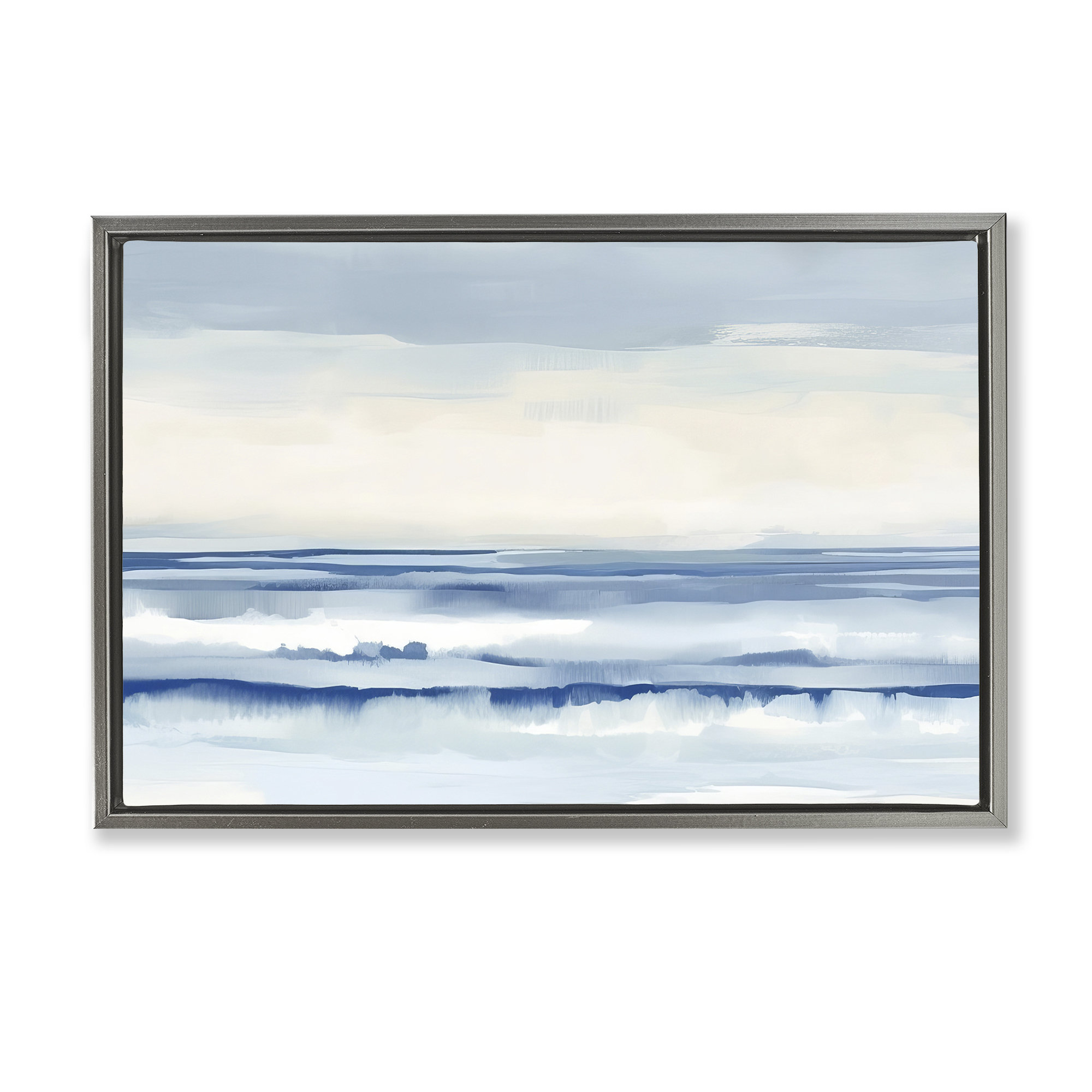 Beachcrest Home™ Abstract Layered Beach Waves Framed Floater Canvas by ...