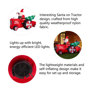 Glitzhome 11FT Christmas Lighted Inflatable Santa on Tractor Décor ...